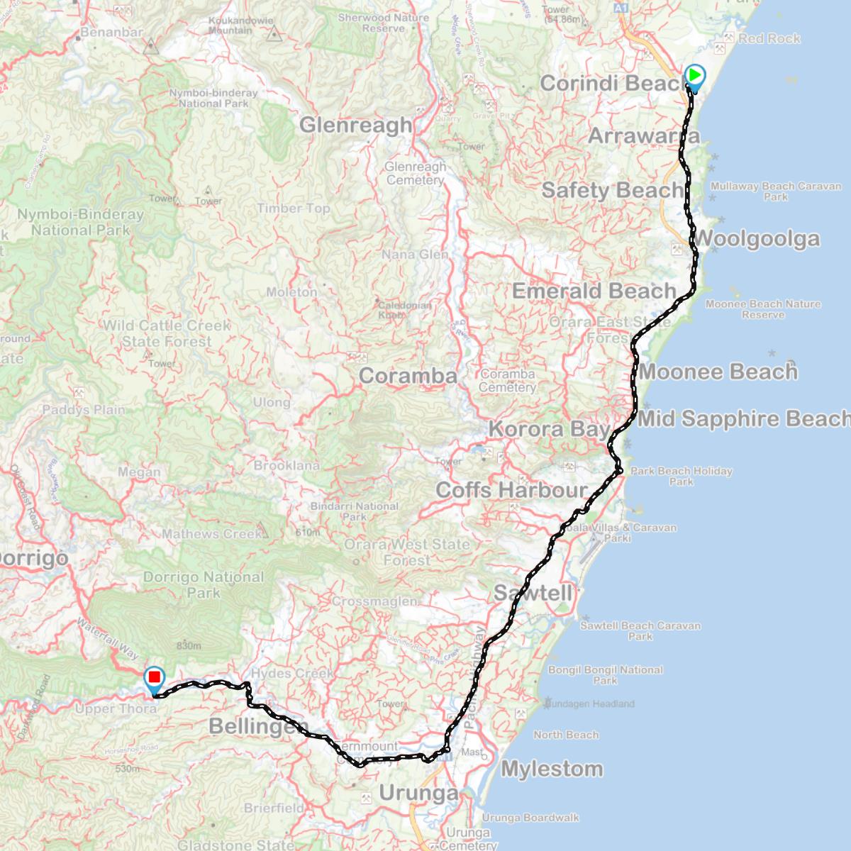 Corindi Beach to Thora NSW