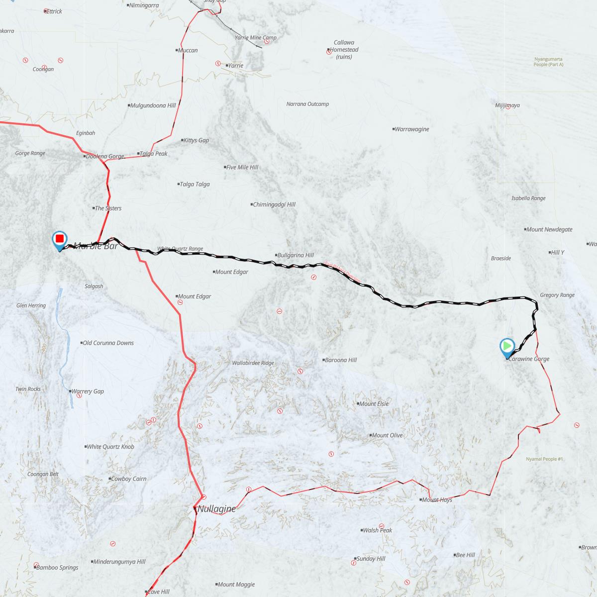 Carawine Gorge to Marble Bar WA