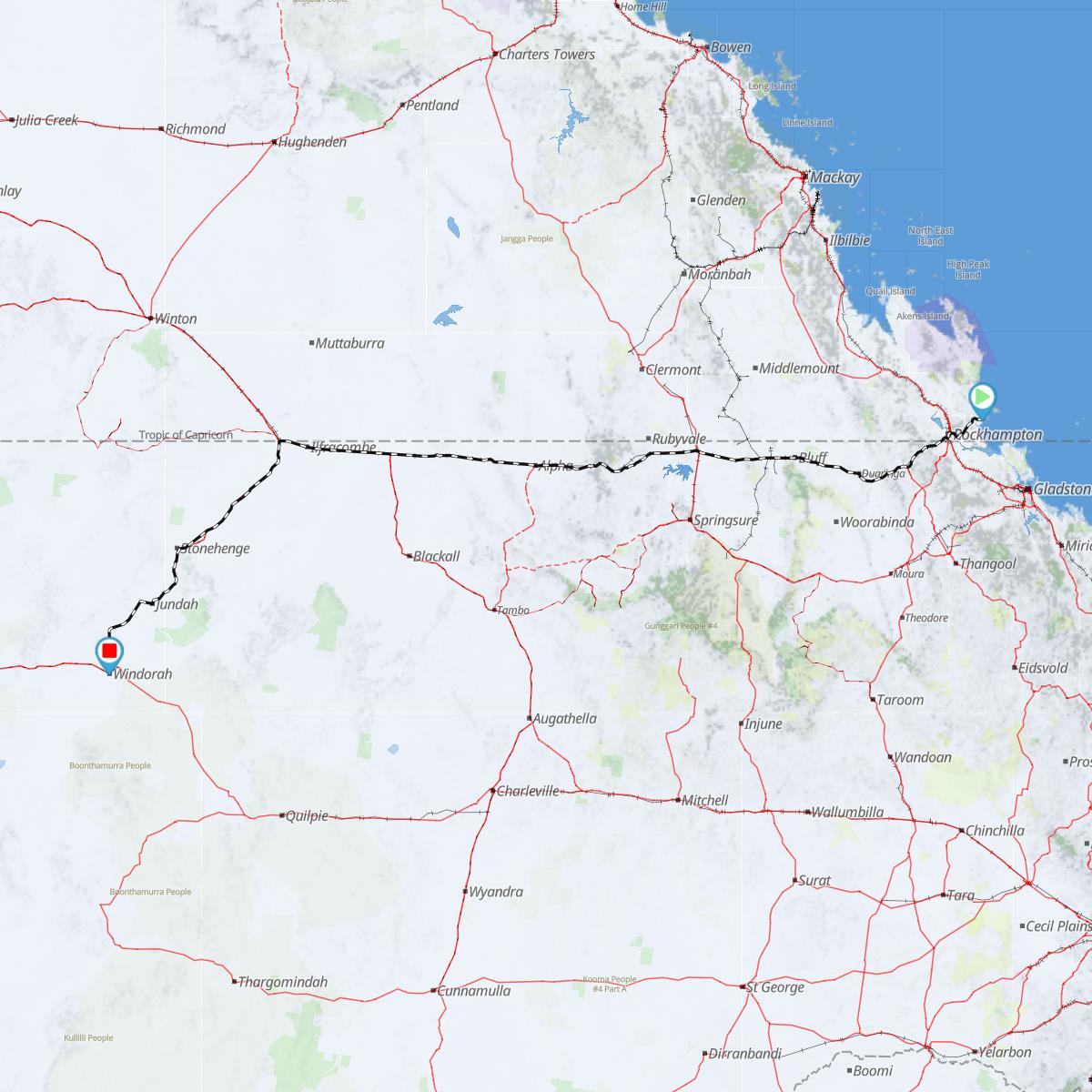 Emu Park to Windorah QLD