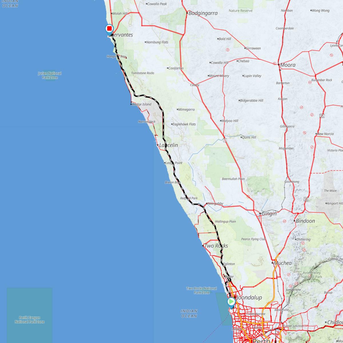 Hillarys to Cervantes WA