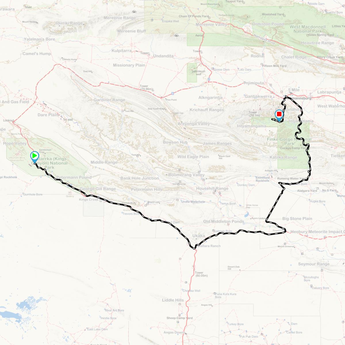 Kings Canyon to Palm Valley via Finke River Gorge 4wd Trk NT